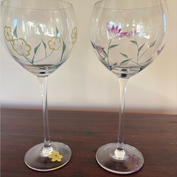 Lenox | Dining | 2 Lenox Floral Spirit Balloon Wine Glasses Yellow ...